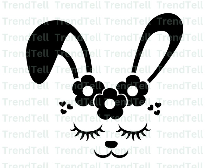 Bunny Face Svg Bundle, Bunny Face Clipart, Cute Bunny, Easter Bunny Svg ...