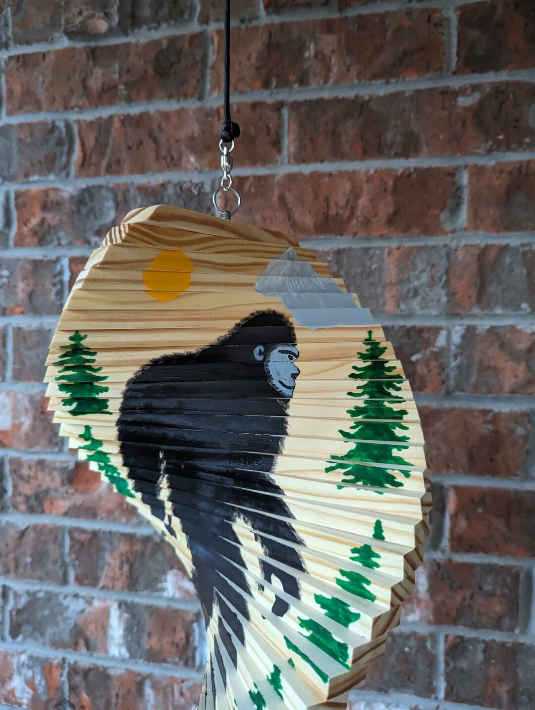 Big Foot Theme Wood Spiral Wind Spinner Custom Design Handcrafted in ...