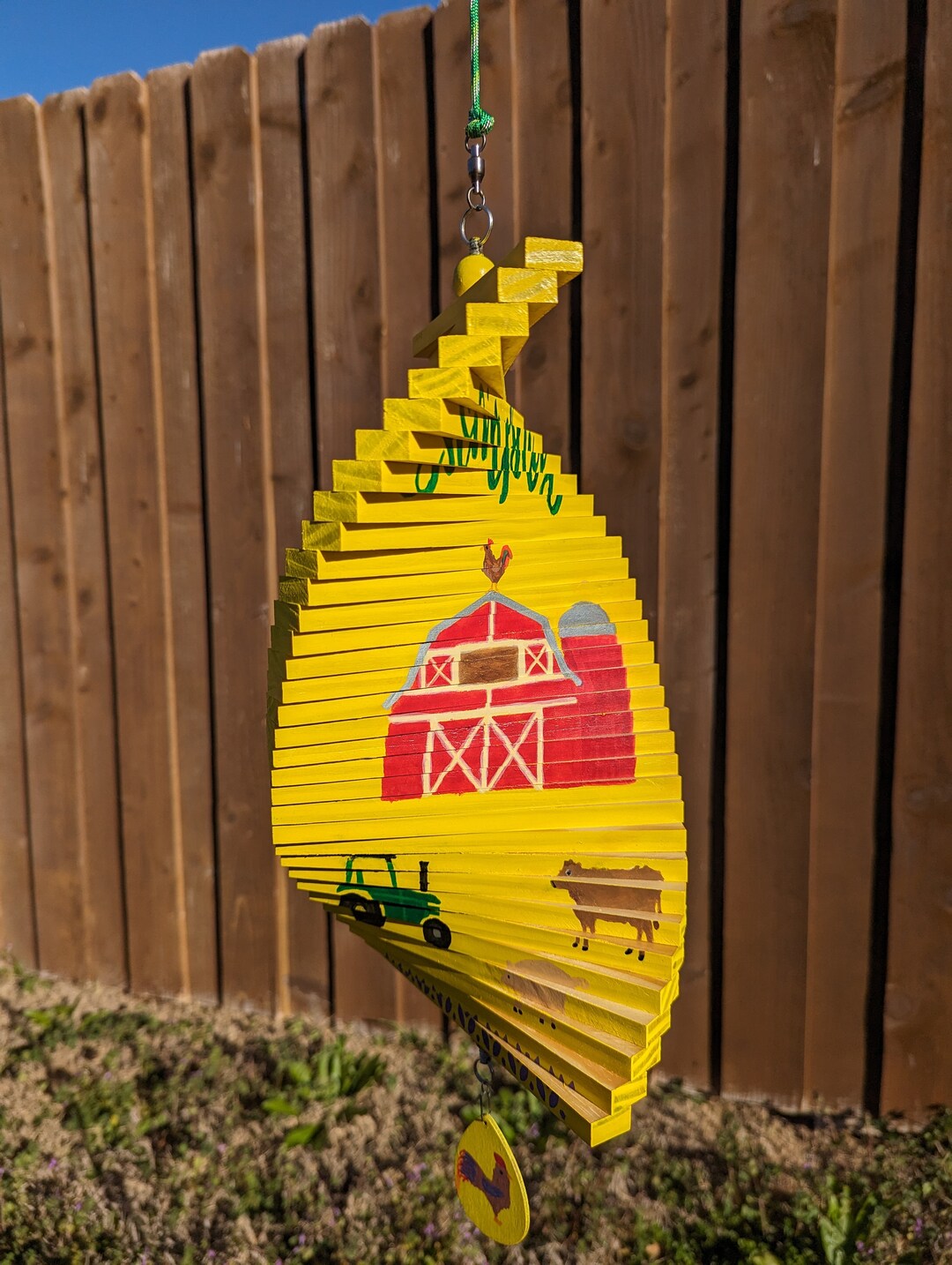 Farm Theme Wooden Spiral Wind Spinner Custom Design Handcrafted in 2023 ...