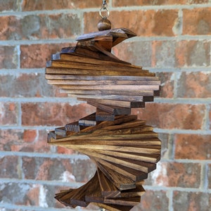 Wood Spiral Wind Spinner Dark Wood Stain, 10.75 High and 6 Wide, Custom ...