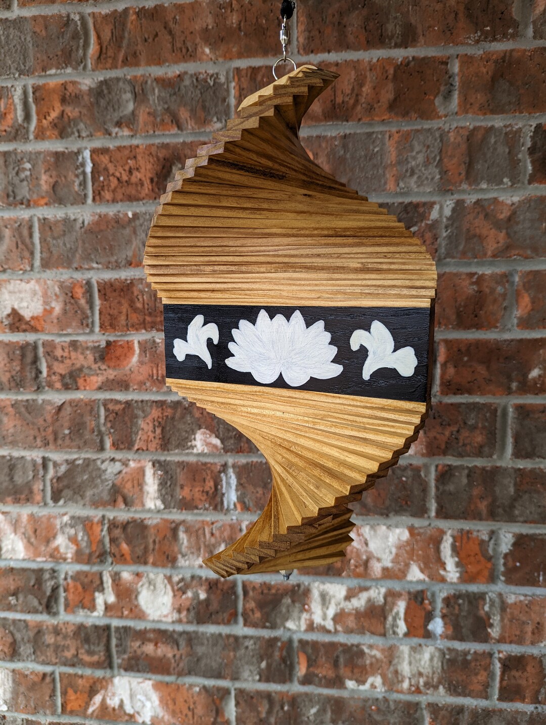 Lotus Flower Wood Spiral Wind Spinner, 14 High X 6 Wide, Custom Design ...