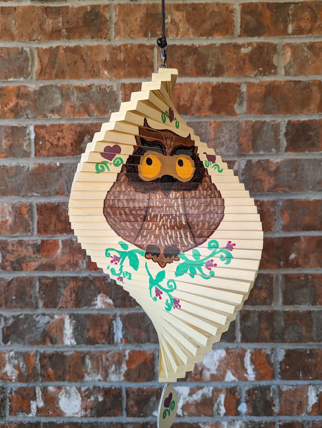 Owl Theme Wooden Spiral Wind Spinner 13 High & 9 Wide, Custom Designed ...
