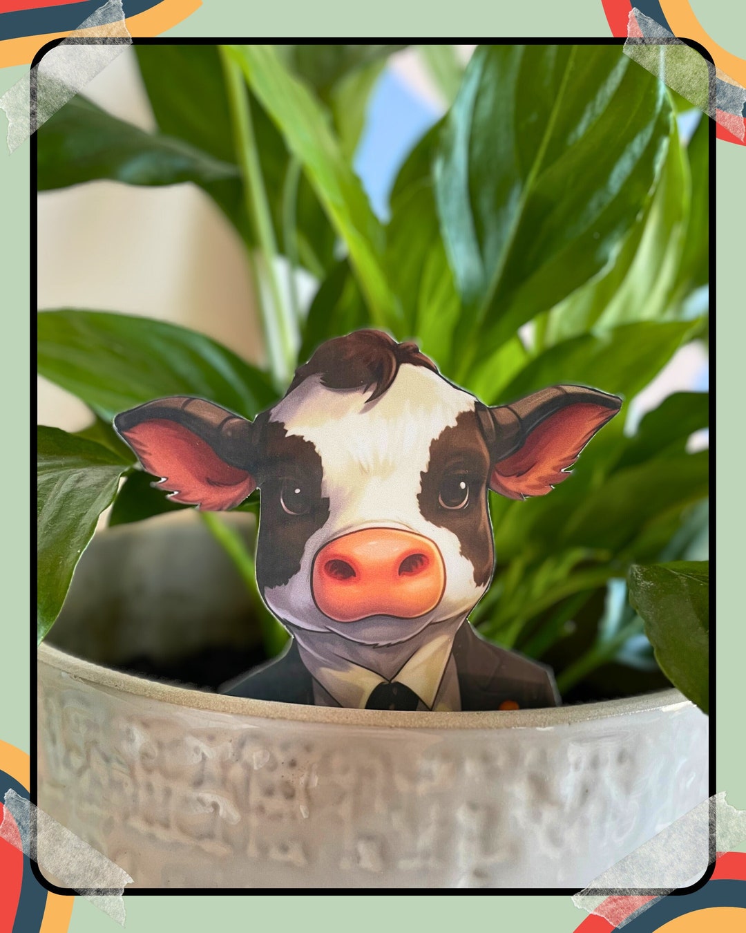 Mr Moo Cow in a Suit // Laminate Vinyl Sticker - Etsy