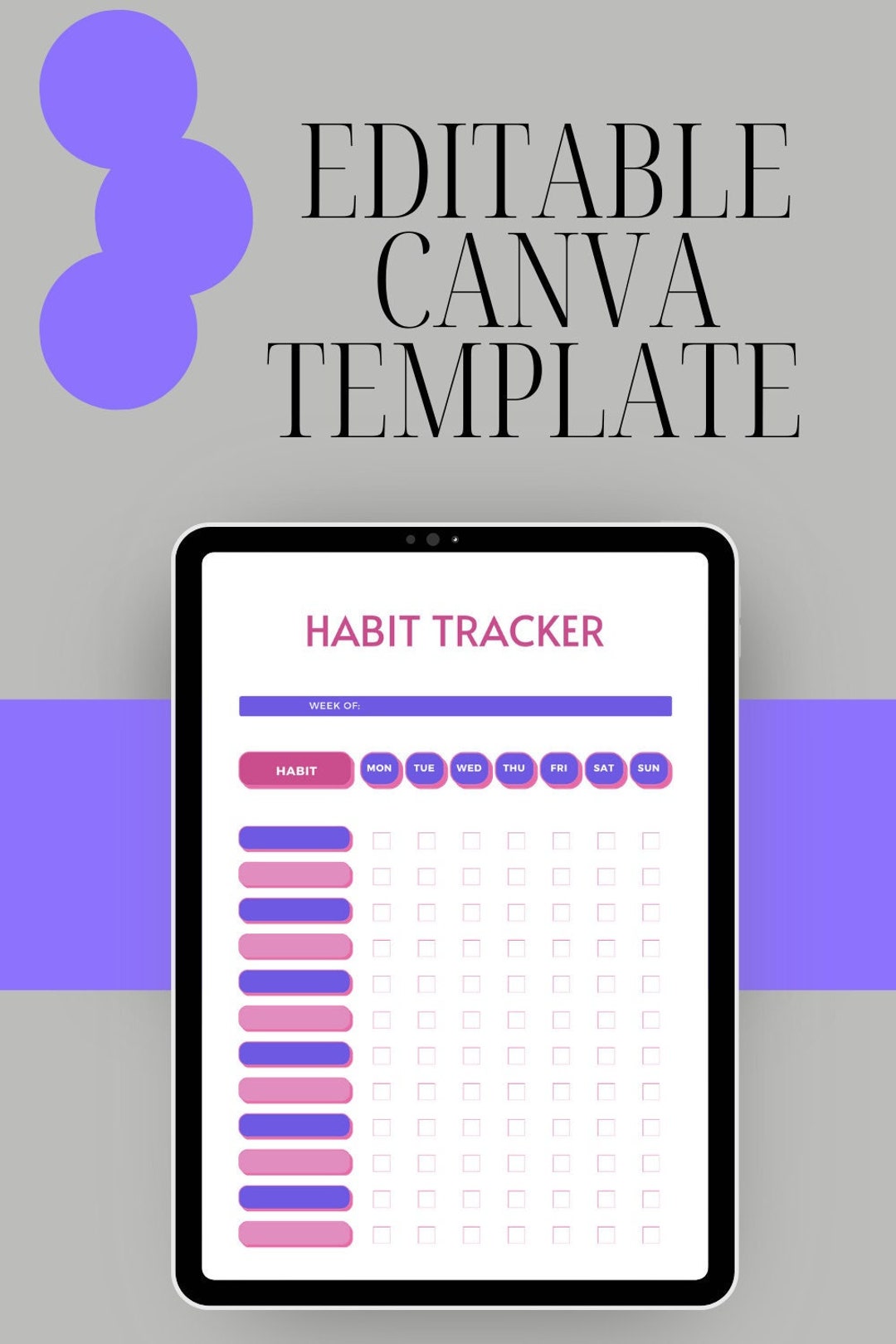Editable Canva Habit Tracker: Digital Download for Productive - Etsy