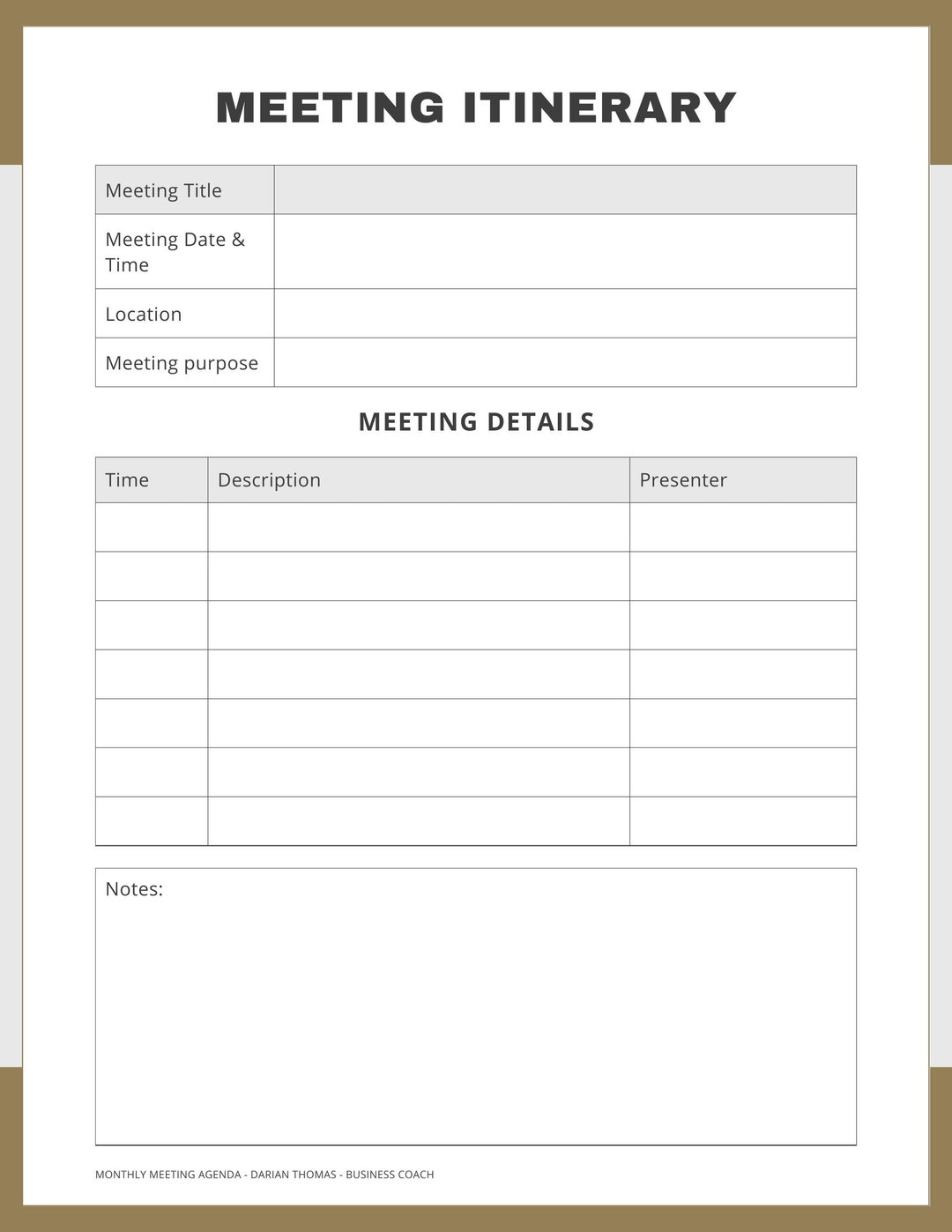 Meeting Itinerary Meeting Agenda Template Business Meeting - Etsy UK