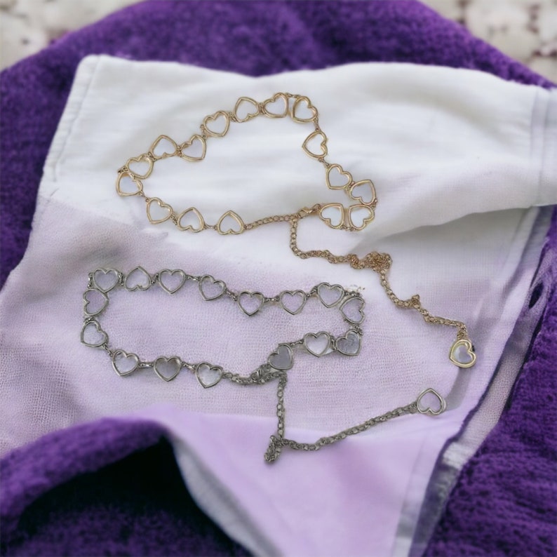 Silver/gold Love Heart Body Chain Accessory Chain Jewellery Cute Heart ...