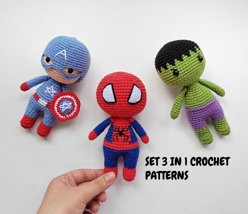 Crochet Set 3 in 1 Patterns Superheroes English Pdf Files 15 - Etsy