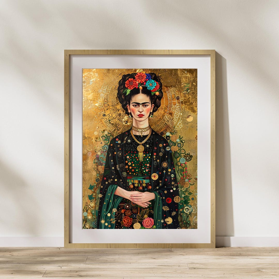 Frida Kahlo Portrait in Gustav Klimt Style – Printable Wall Art ...