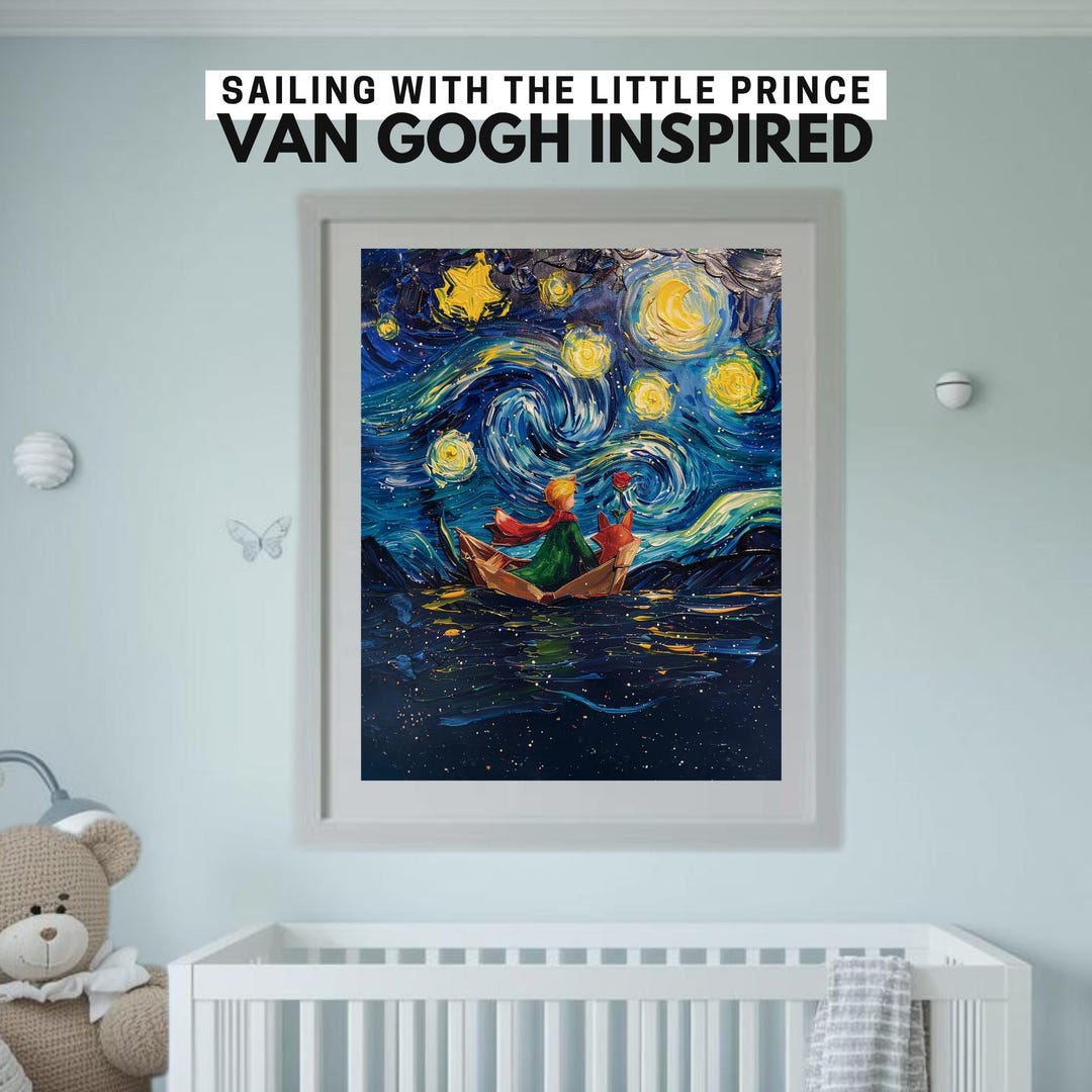 Sailing With the Little Prince – Van Gogh Inspired Poster – Starry Sea ...