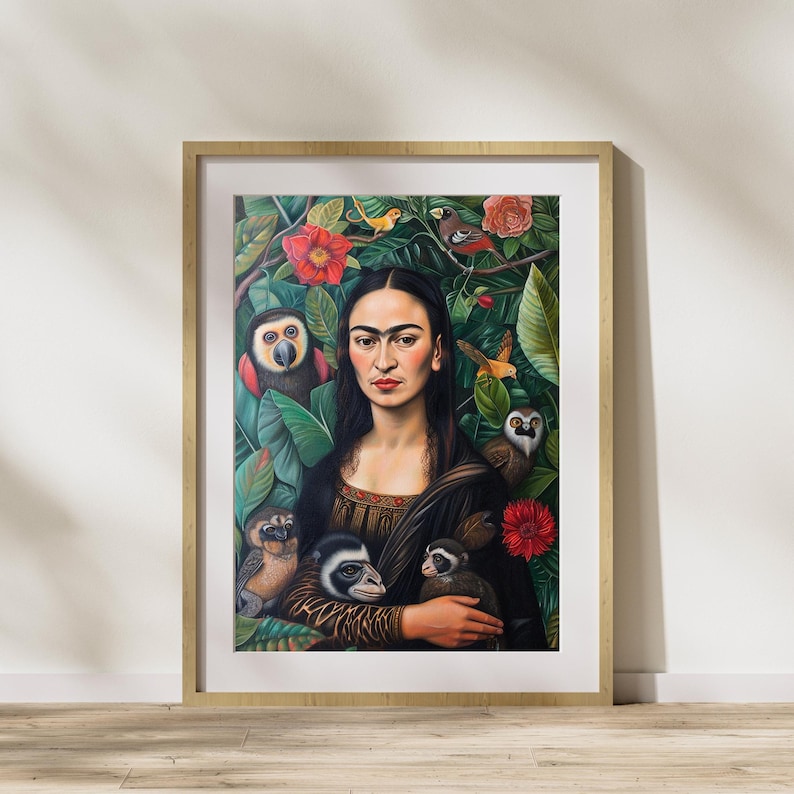 Frida Kahlo Inspired Mona Lisa Interpretation Printable Wall Art ...