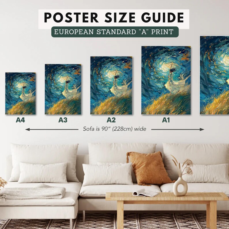 Woman With a Parasol – Van Gogh Inspired Poster – Expressive Wind Scene ...