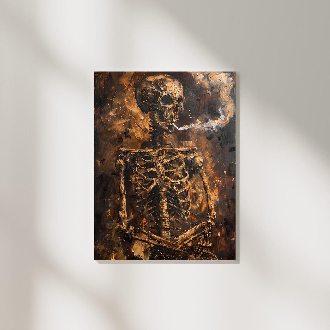 Head of Skeleton With Burning Cigarette by Van Gogh Rembrandt Inspired ...