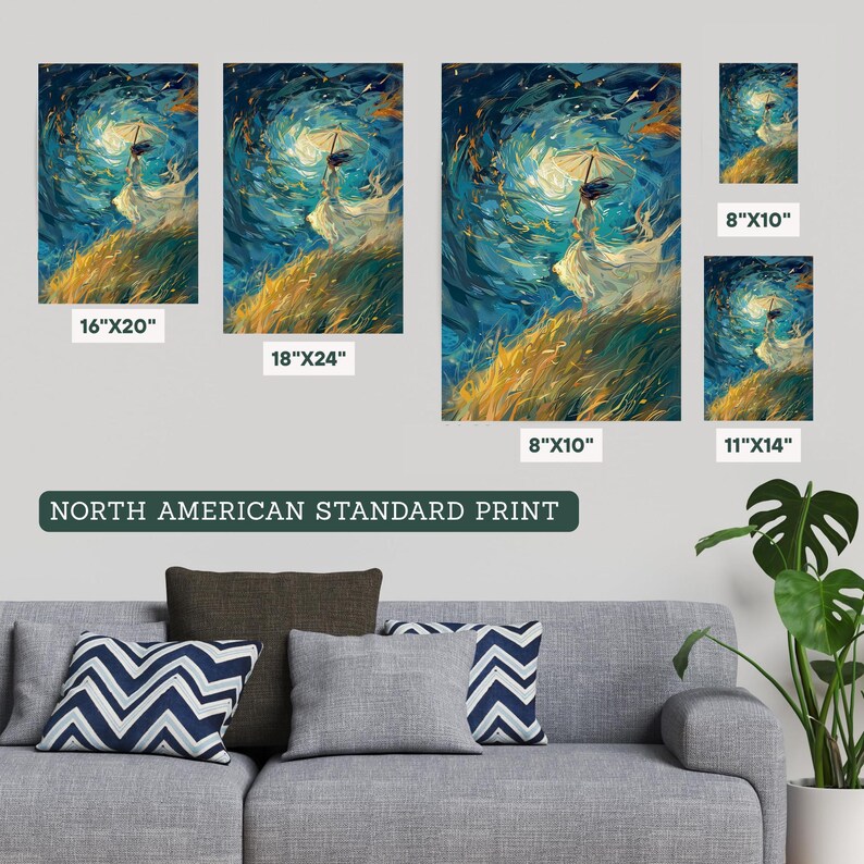 Woman With a Parasol – Van Gogh Inspired Poster – Expressive Wind Scene ...