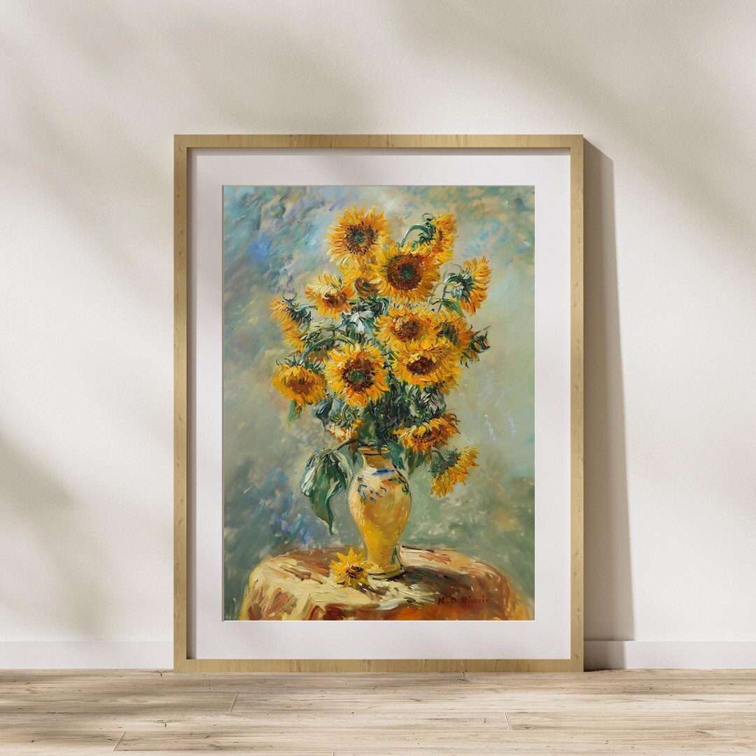 Impressionist Sunflowers – Digital Print Inspired by Claude Monet & Van ...