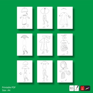 Printable Paper Dolls, Cut and Paste, Dress up Activity, Coloring Pages ...