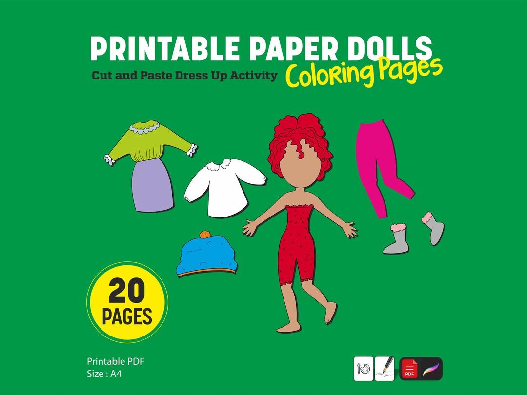 Printable Paper Dolls, Cut and Paste, Dress up Activity, Coloring Pages ...