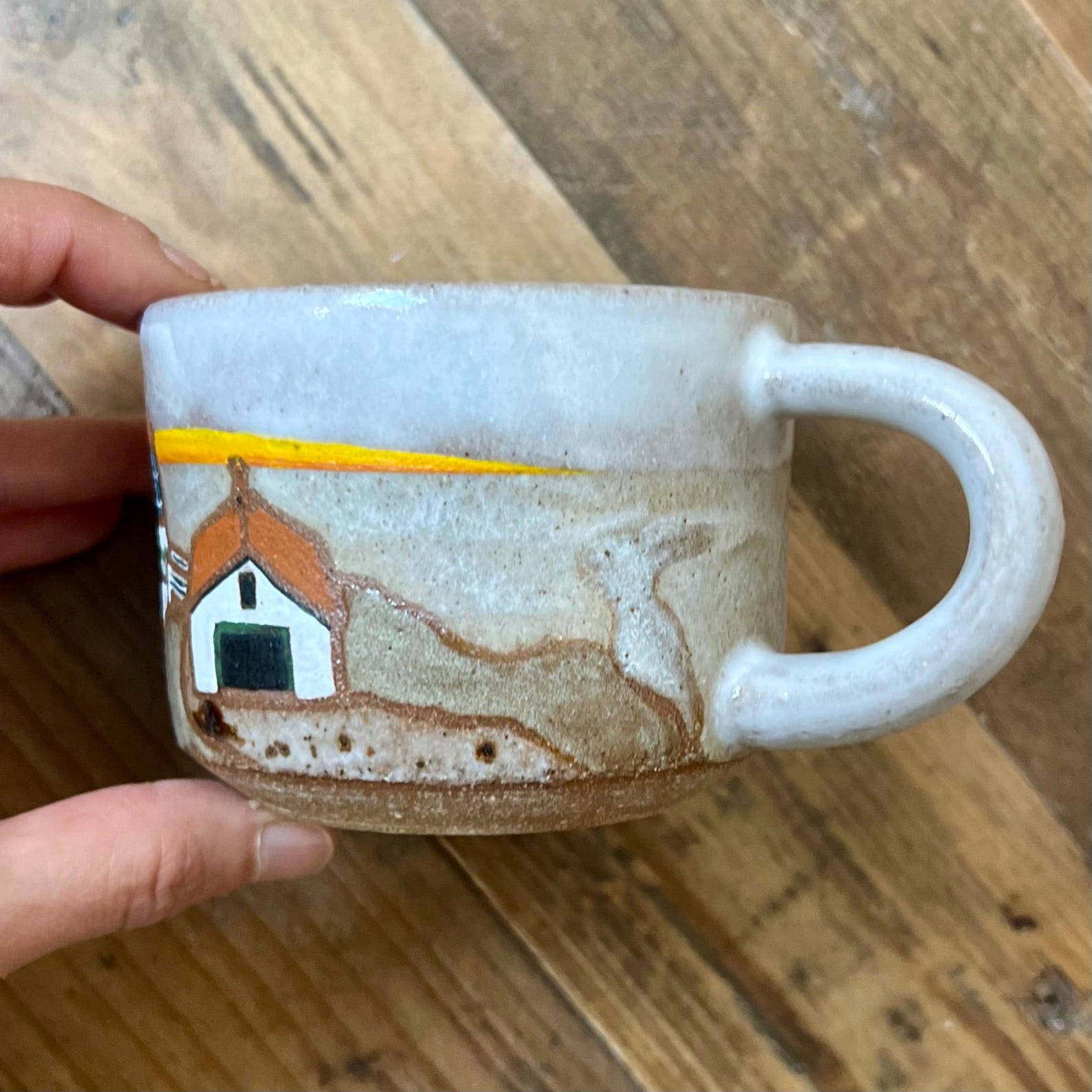 8oz Hand Thrown, Hand Painted, Lighthouse at Inverness Point Reyes ...