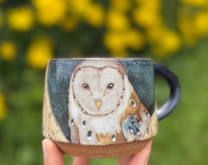 Barn Owl Hand Thrown, Hand Painted 9oz Mug | Original Collectible ...