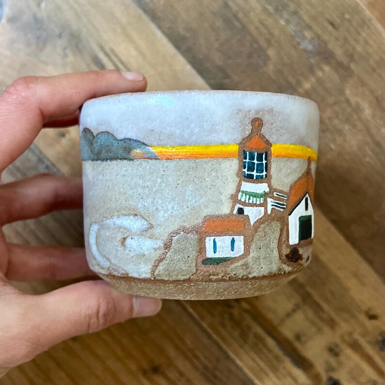 8oz Hand Thrown, Hand Painted, Lighthouse at Inverness Point Reyes ...