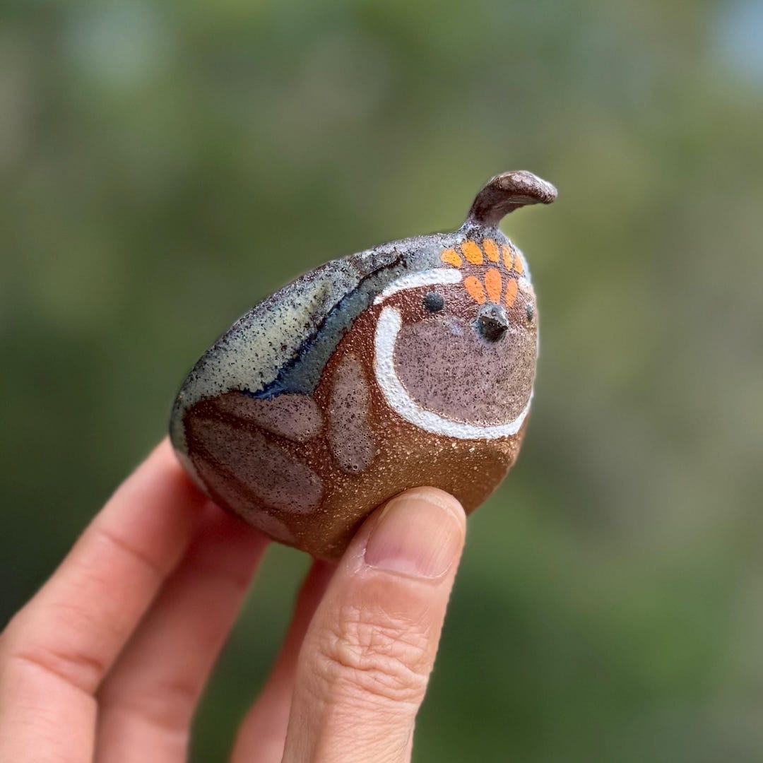 Miniature Quail Hand Thrown, Hand Painted Sculpted Clay Trinket Tray ...