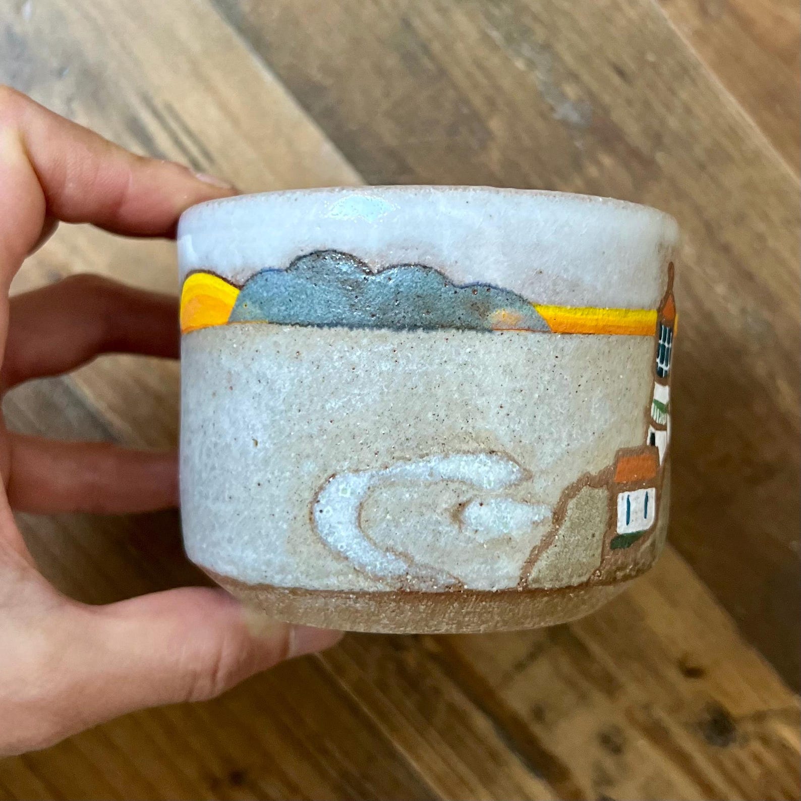 8oz Hand Thrown, Hand Painted, Lighthouse at Inverness Point Reyes ...