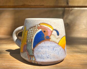 14oz Hand Thrown, Hand Painted, Quail and California Poppies Mug ...