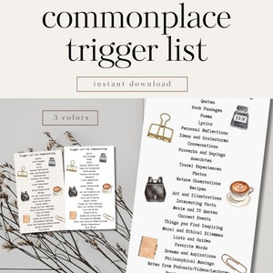 Commonplace Book Trigger List, Journal Prompts (PDF Download) - Etsy