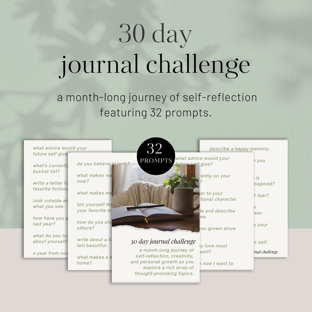 Printable Journal Cards, 30-day Journal Challenge With 32 Prompts ...