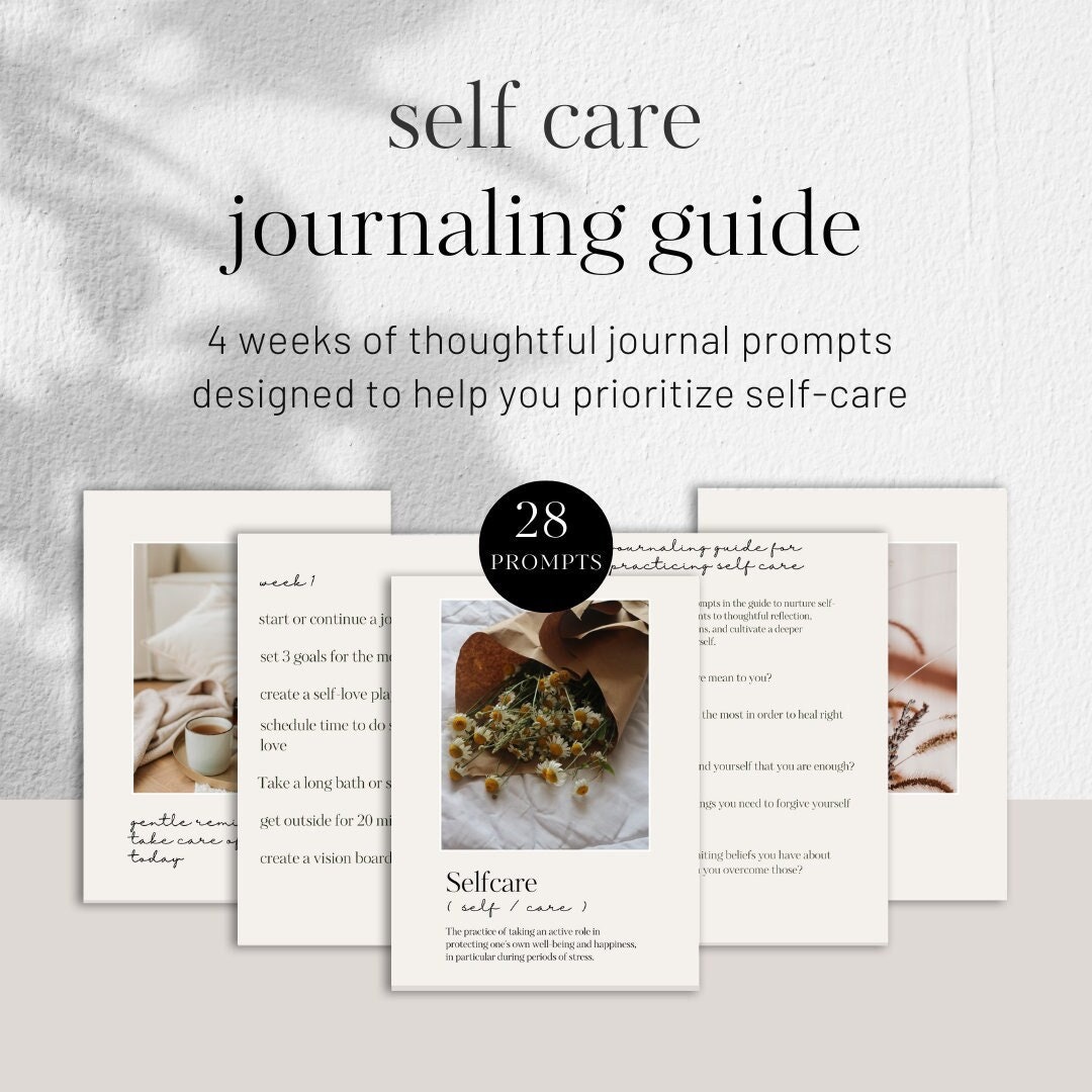 Printable Journal Cards, Self-care Journaling Guide With 4 Weeks of ...
