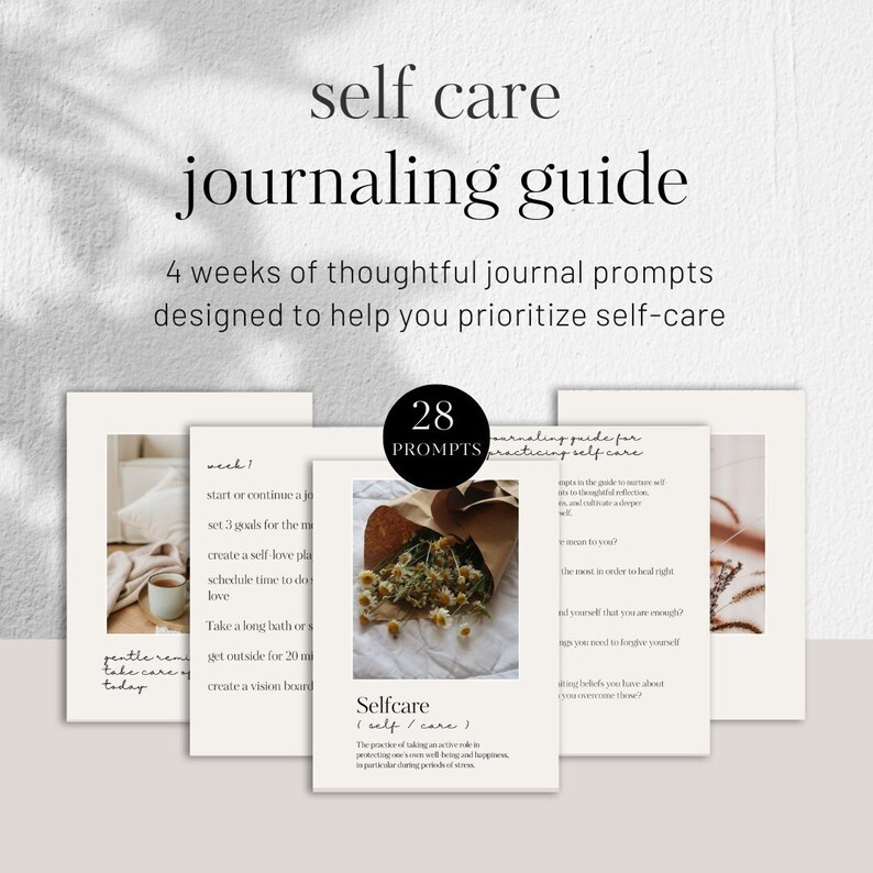 Printable Journal Cards, Self-care Journaling Guide With 4 Weeks of ...