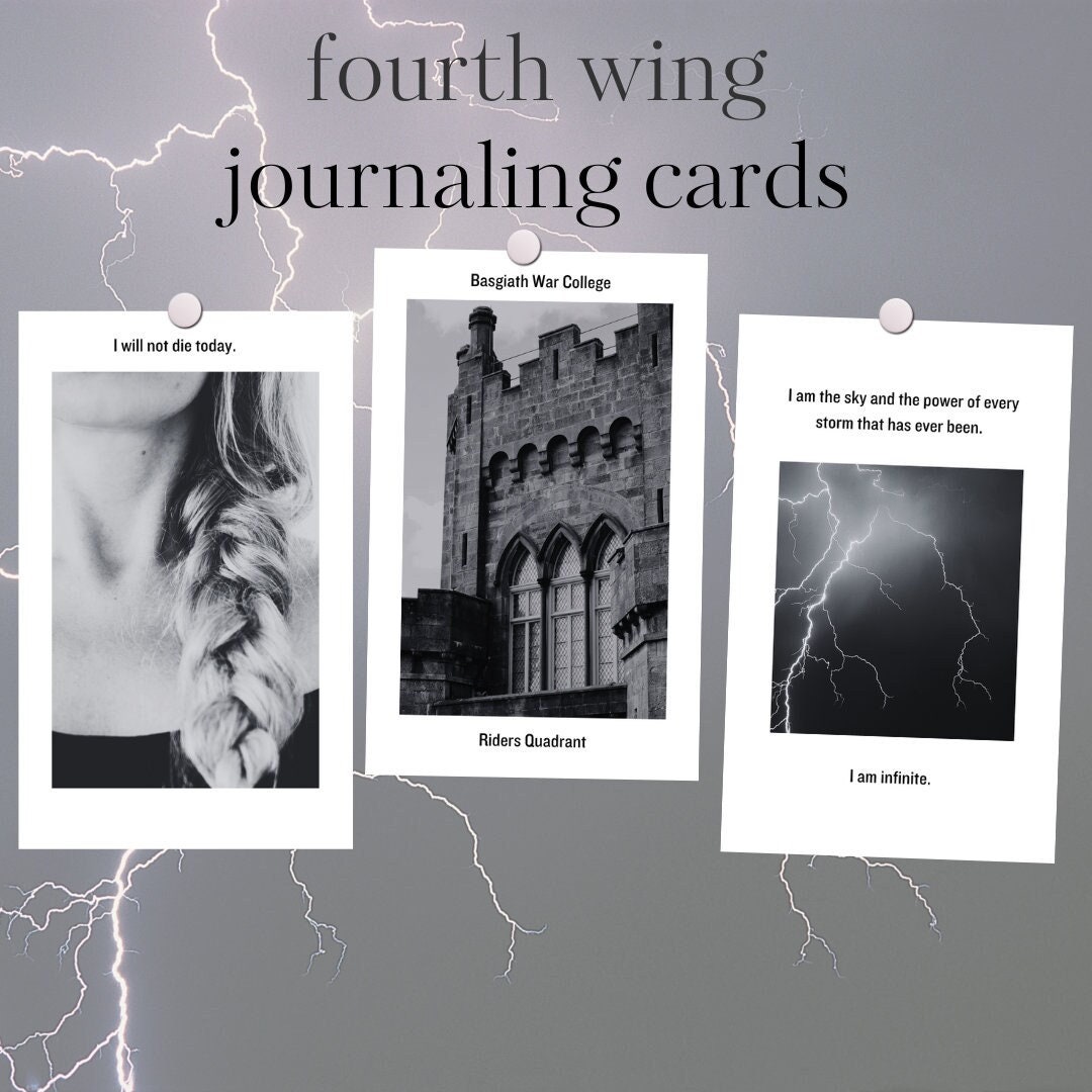 Printable Journal Cards, Fourth Wing Inspired Journal Cards, Reading ...