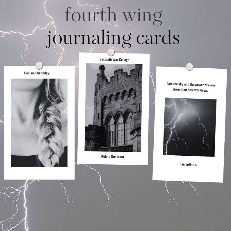 Printable Journal Cards, Fourth Wing Inspired Journal Cards, Reading ...