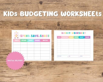 Printable Budgeting Worksheet for Kids Spend, Save, Share Financial ...