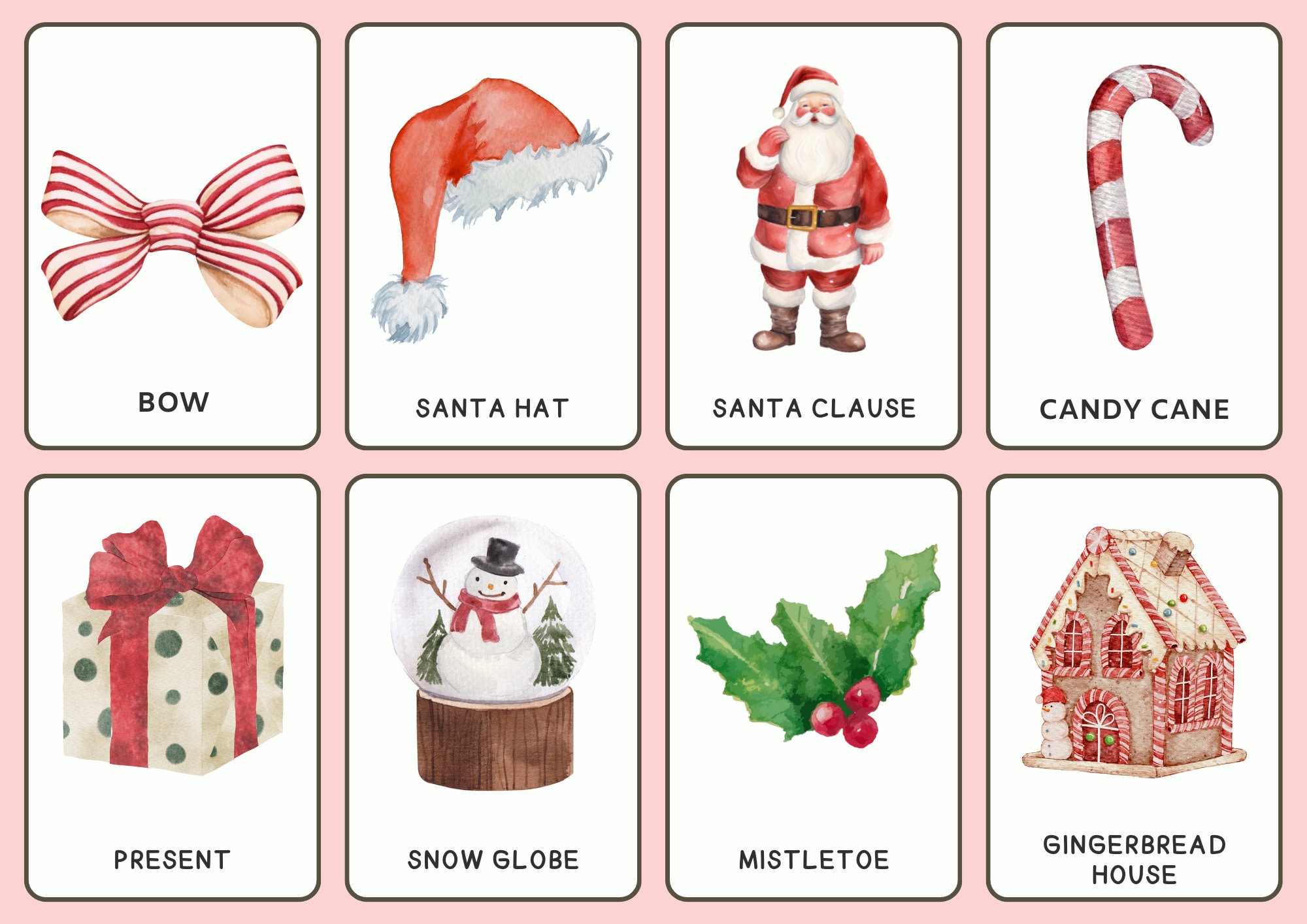Printable Christmas Vocabulary Cards for Kids - Set of 20 | Fun and ...