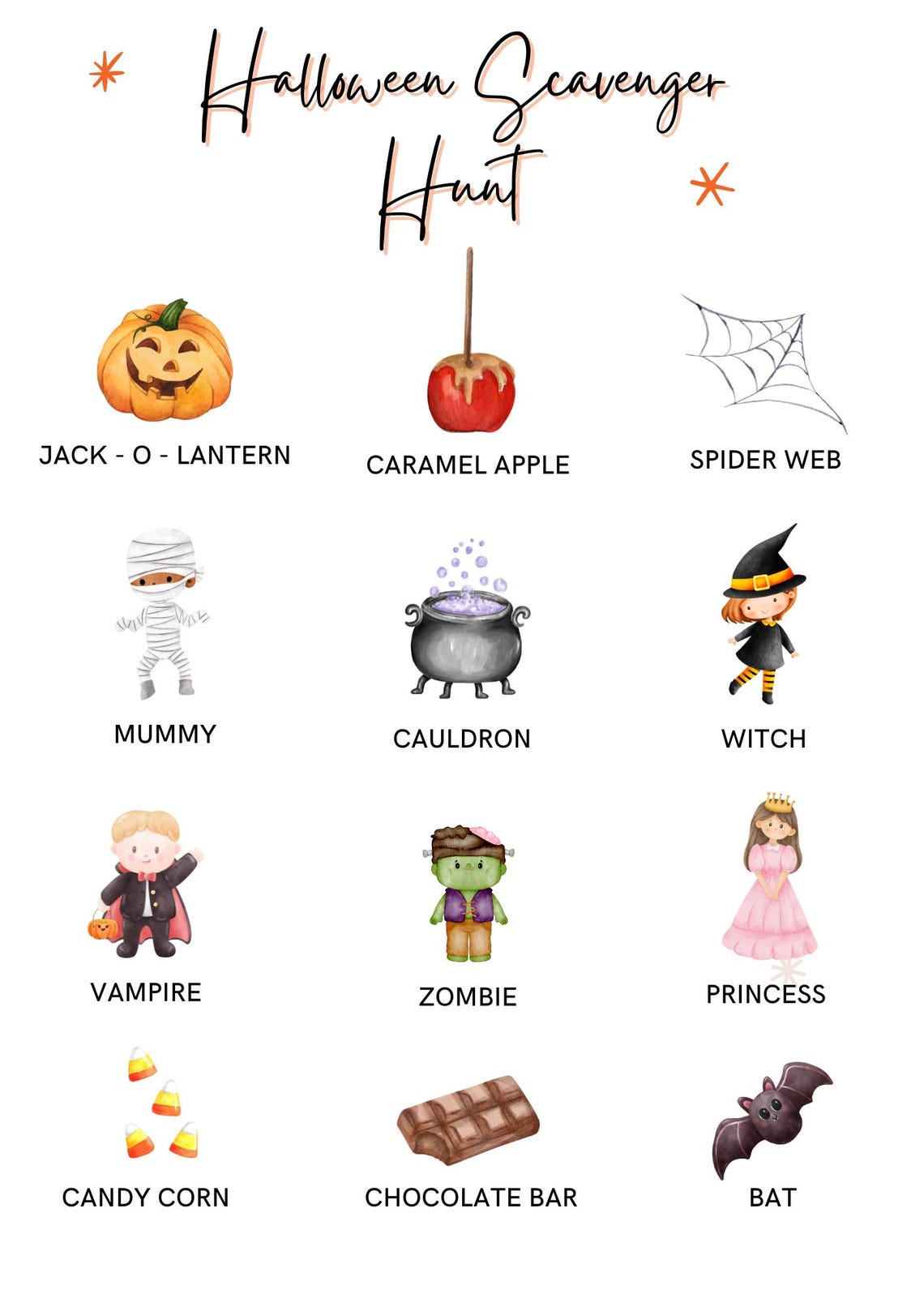 Halloween-themed Printable Scavenger Hunt for Kids | Spooky Scavenger ...