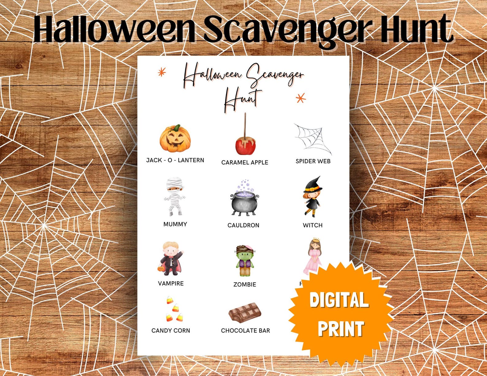 Halloween-themed Printable Scavenger Hunt for Kids | Spooky Scavenger ...
