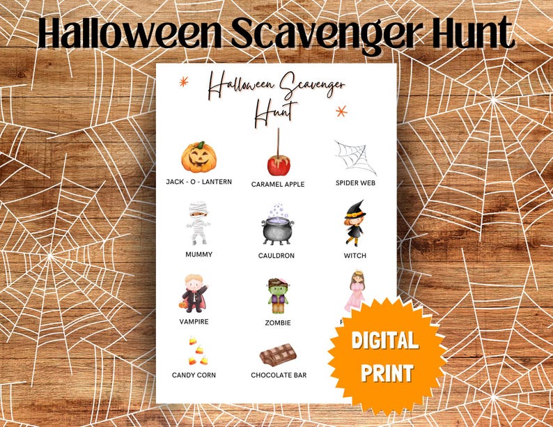 Halloween-themed Printable Scavenger Hunt for Kids | Spooky Scavenger ...