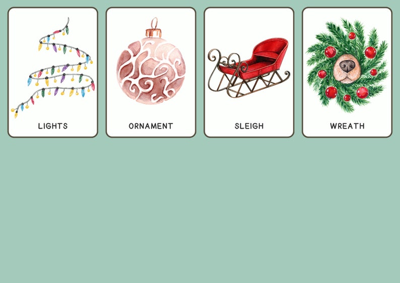 Printable Christmas Vocabulary Cards for Kids - Set of 20 | Fun and ...