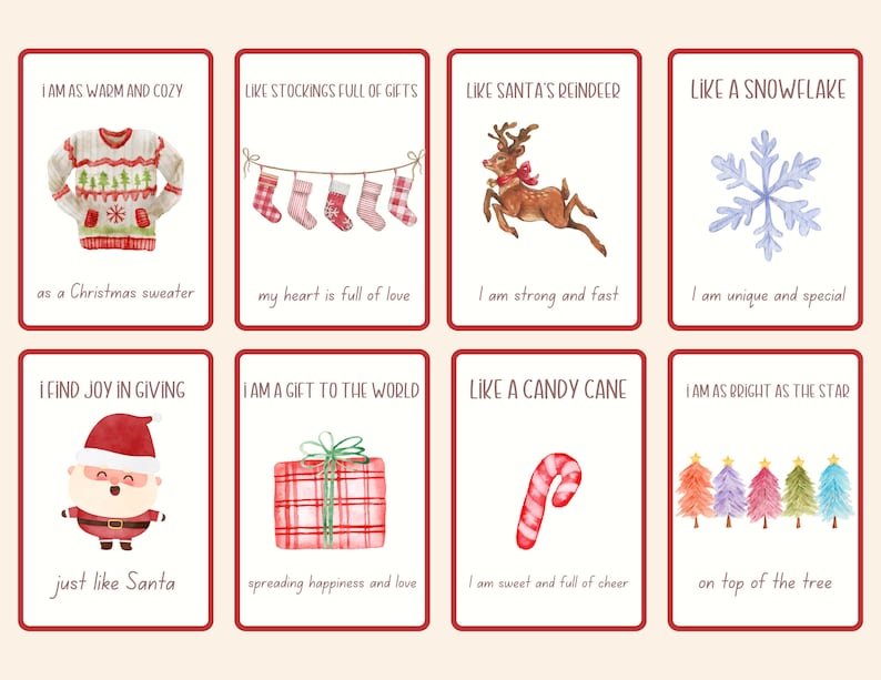 16 Printable Christmas Affirmation Cards for Kids | Positive Holiday ...