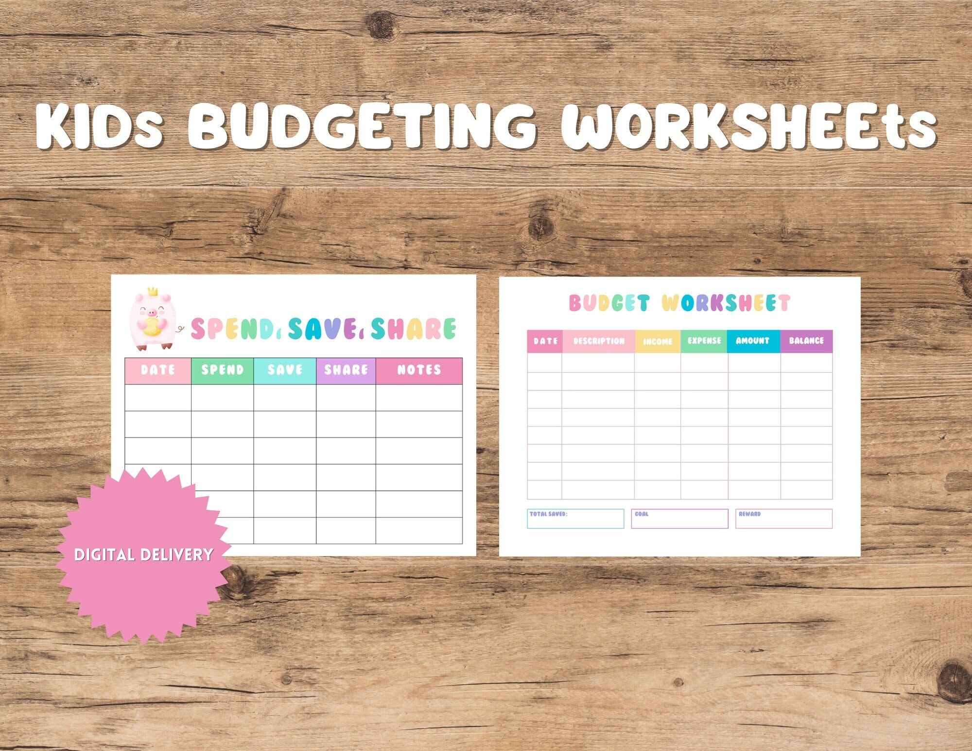 Printable Budgeting Worksheet for Kids Spend, Save, Share Financial ...