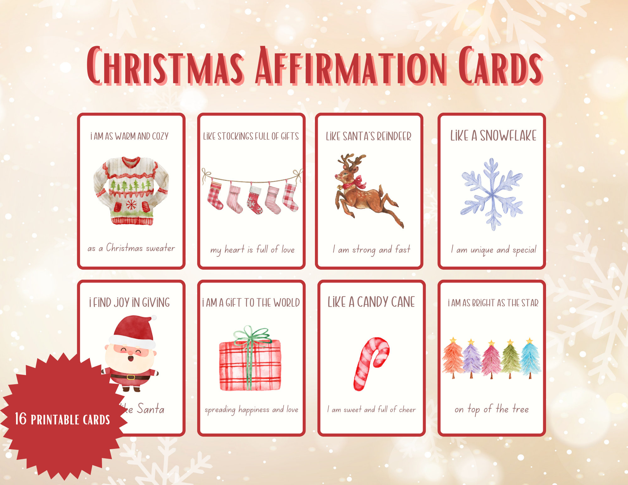 16 Printable Christmas Affirmation Cards for Kids | Positive Holiday ...