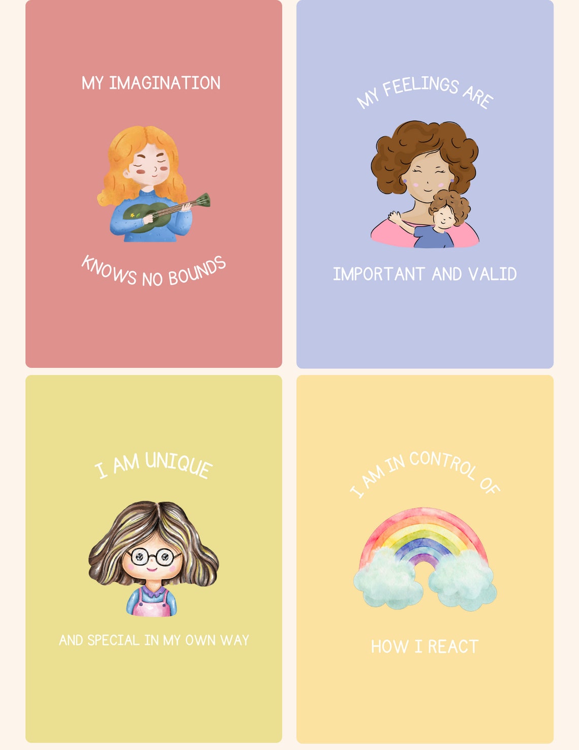16 Printable Affirmation Cards for Children | Set of 16 Nurturing ...