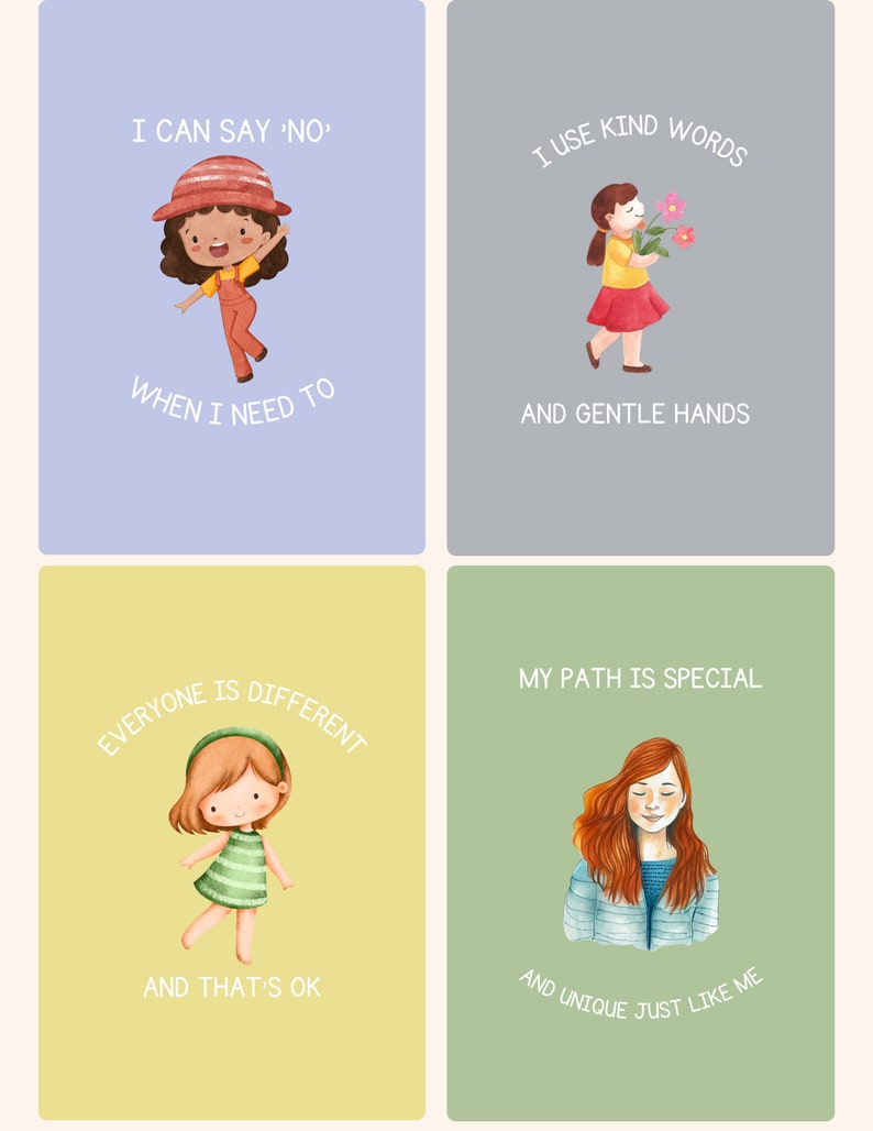 16 Printable Affirmation Cards for Children | Set of 16 Nurturing ...