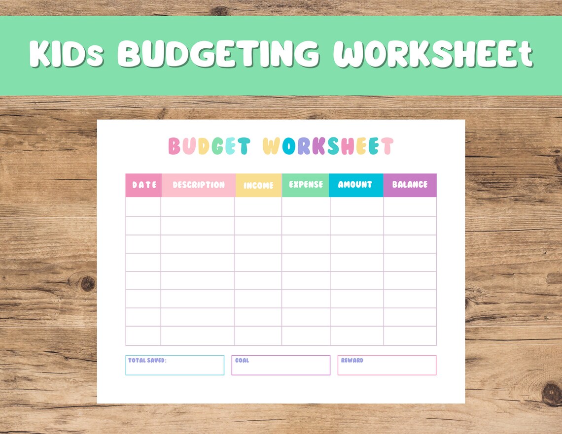 Printable Budgeting Worksheet for Kids | Spend, Save, Share | Financial ...