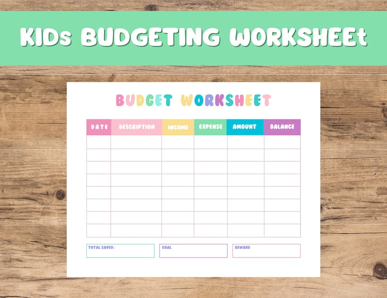 Printable Budgeting Worksheet for Kids | Spend, Save, Share | Financial ...
