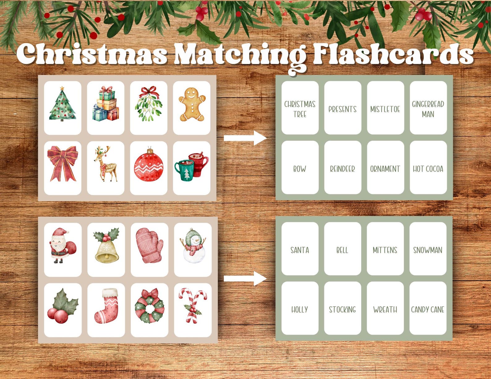 Printable Christmas Matching Cards for Kids - Fun Holiday Memory Game ...