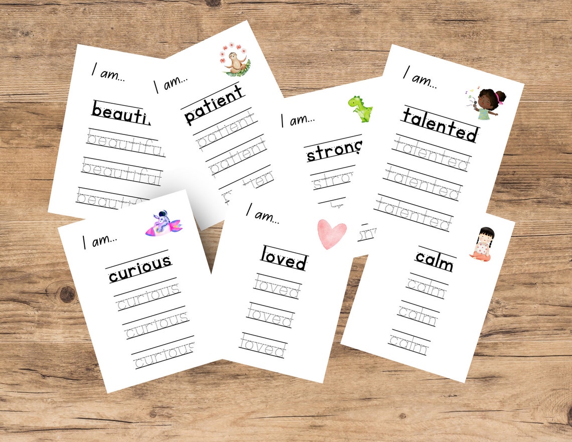 Printable Tracing Sheets for Kids | Positive Affirmations | Practice ...