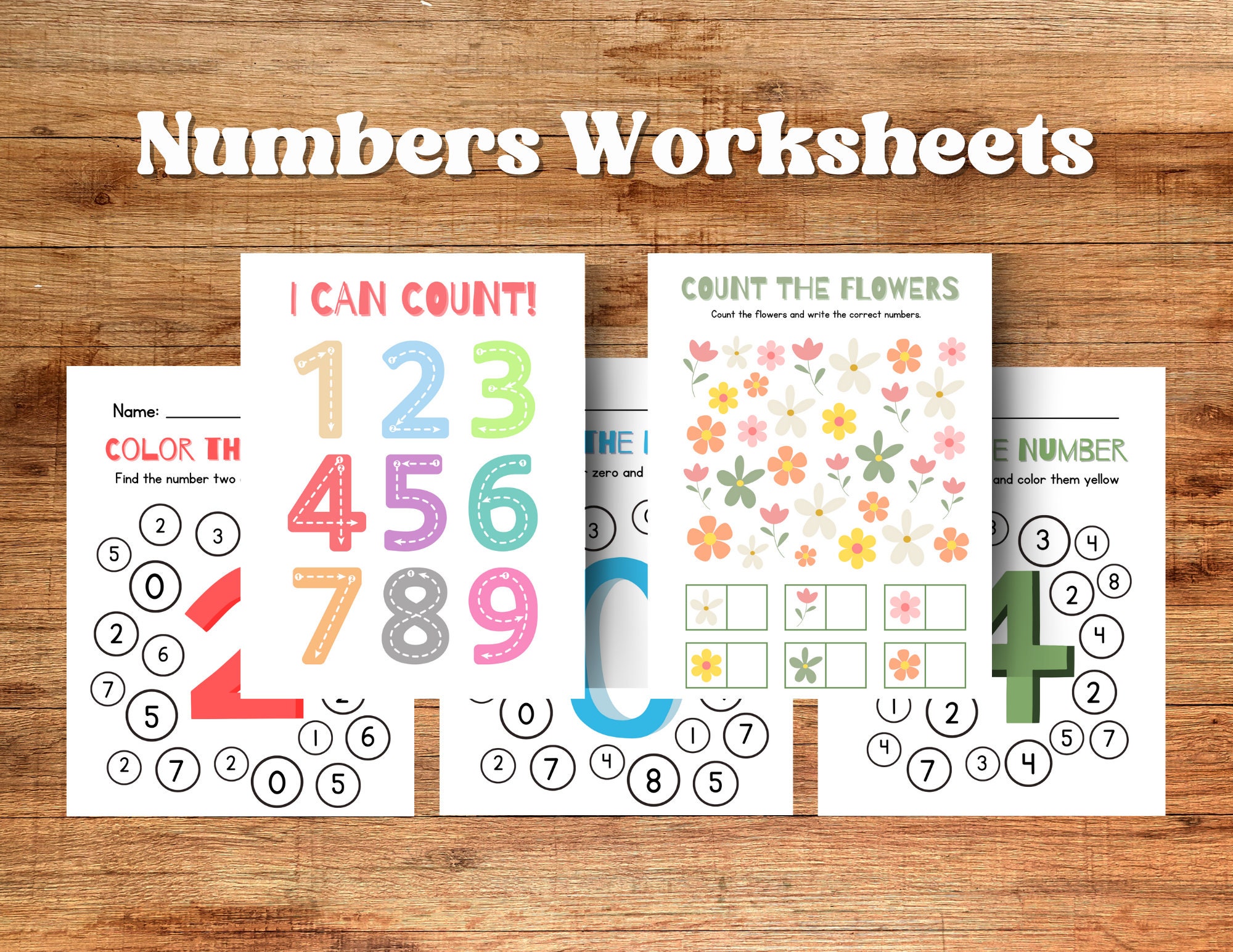 5 Printable Numbers Worksheets for Kids | Set of 5 Educational ...