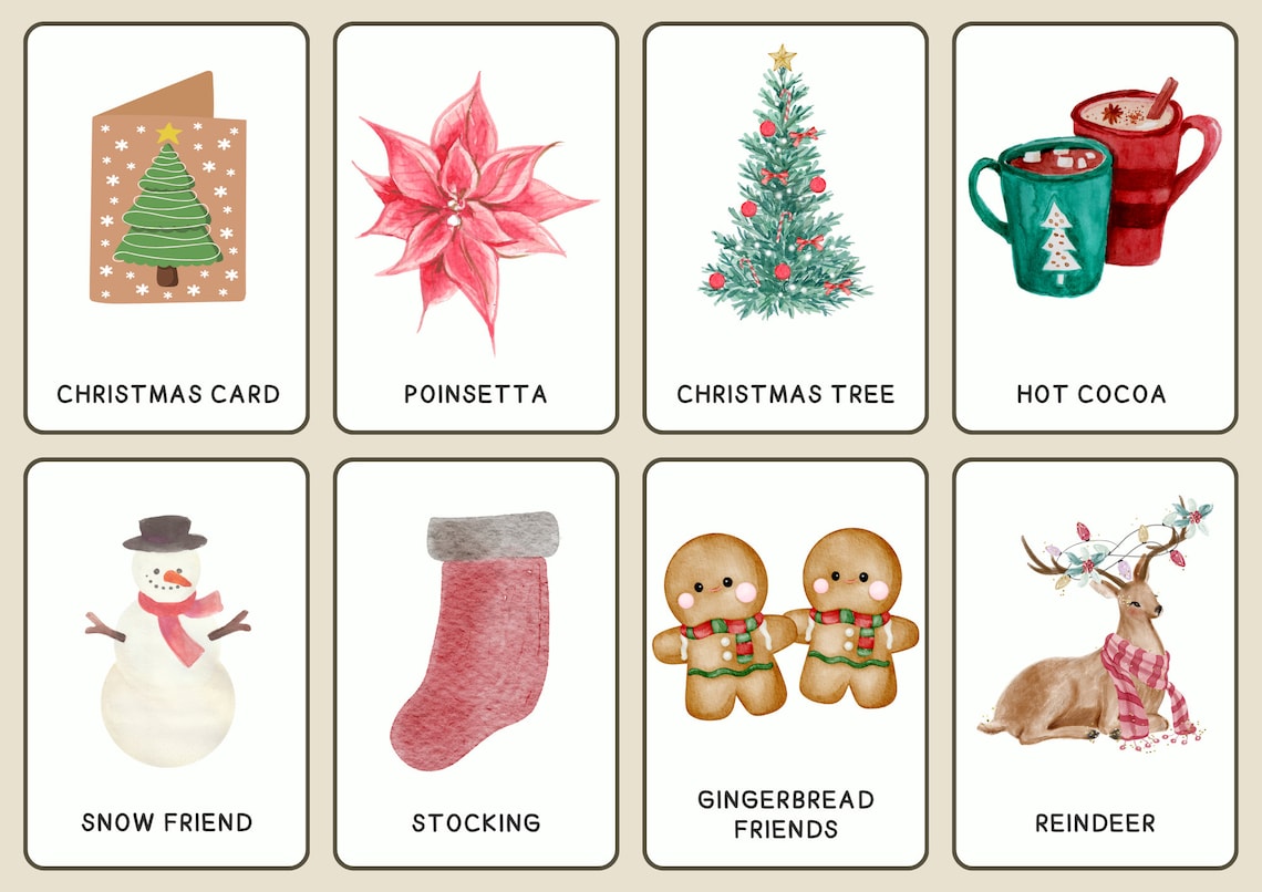 Printable Christmas Vocabulary Cards for Kids - Set of 20 | Fun and ...