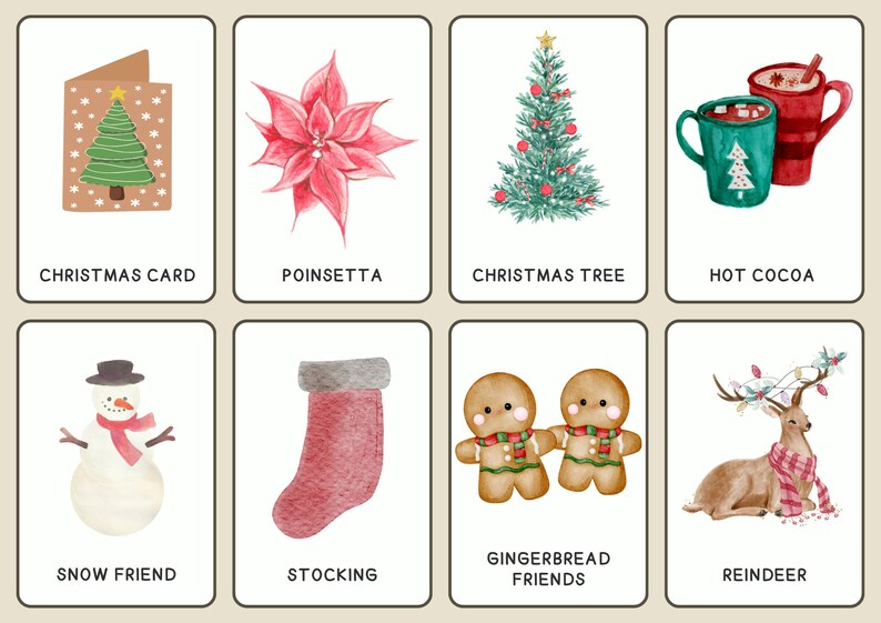 Printable Christmas Vocabulary Cards for Kids - Set of 20 | Fun and ...